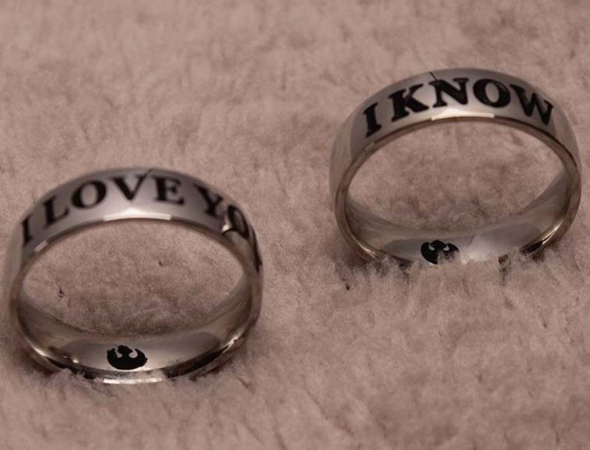 "I Love You" + "I Know" Couples Rings – Deluxe Sabers
